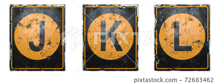 Set of public road sign orange and black color... - Stock Illustration ...