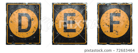 Set of public road sign orange and black color... - Stock Illustration ...
