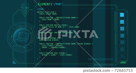 HUD interface elements with part of the code PHP. - Stock Illustration ...