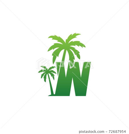 Letter W logo and coconut tree icon design vector-插圖素材 [72687954] - PIXTA圖庫
