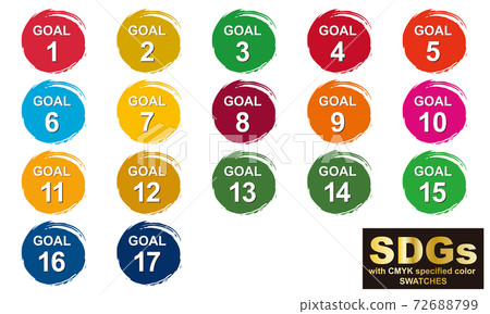 CMYK designated color icon set of SDGs (with... - Stock Illustration ...