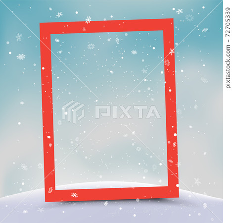 Christmas red vertical photo frame and snowfall - Stock Illustration ...