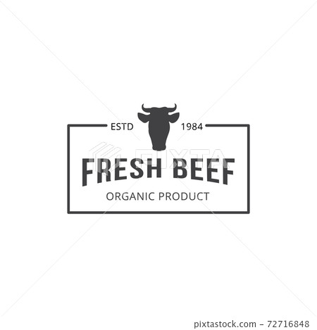 Fresh beef logo with farm cow head icon... - Stock Illustration ...
