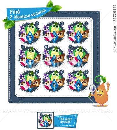 Find 2 identical pictures brainteaser - Stock Illustration [72729551 ...