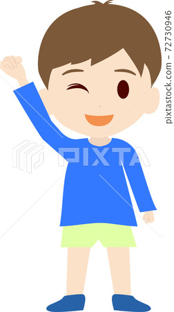 Illustration of a cute boy with a lot of energy - Stock Illustration ...