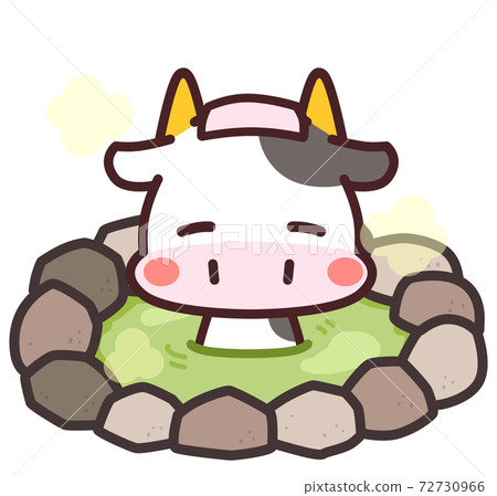 Illustration of a cow in a hot spring - Stock Illustration [72730966 ...