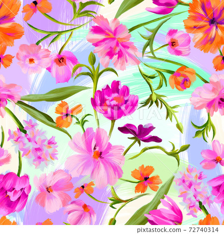 Bright botanical background. Seamless pattern... - Stock Illustration ...