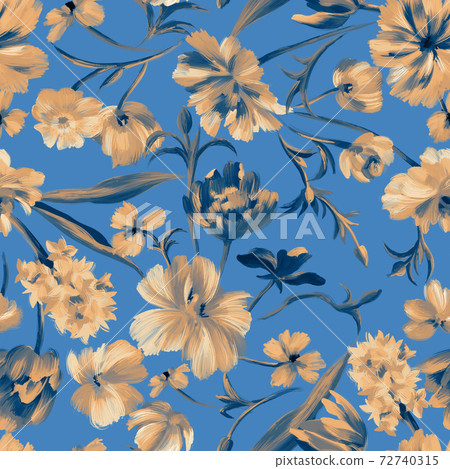 Bright botanical background. Seamless pattern...-插圖素材 [72740315] - PIXTA圖庫