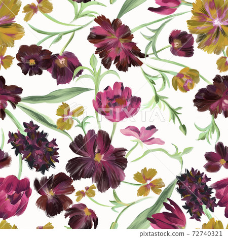 Bright botanical background. Seamless pattern...-插圖素材 [72740321] - PIXTA圖庫