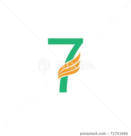 Number 7 logo with wing icon design concept - Stock Illustration ...