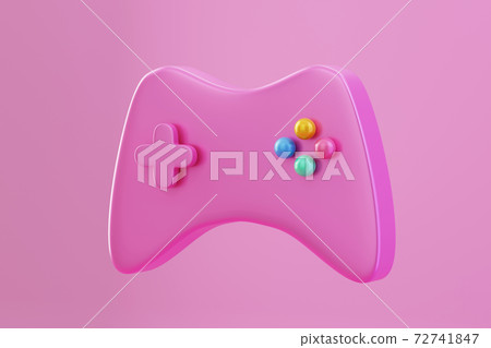 Cute minimalistic game joystick on pink... - Stock Illustration ...