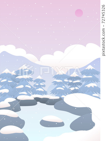 Snowy hot spring landscape vector illustration - Stock Illustration ...