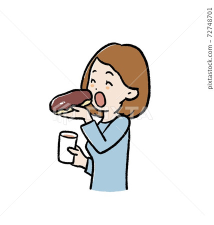 Illustration of a woman eating eclairs as a... - Stock Illustration ...