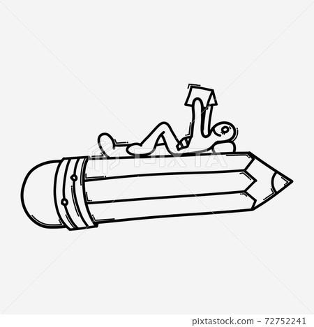 Businessman lay down on the pencil. Doodle... - Stock Illustration ...