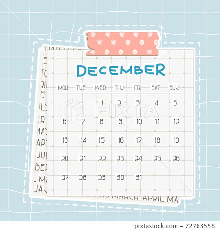 December 2021 month calendar. Blue text on... - Stock Illustration ...