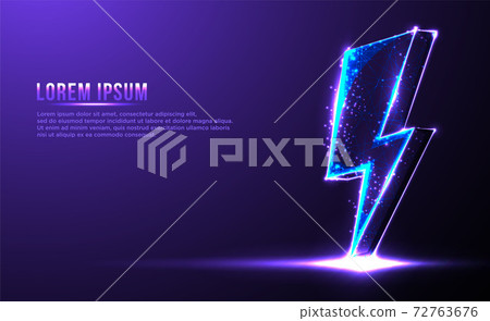 lightning lightstorm, low poly wireframe ... - Stock Illustration ...
