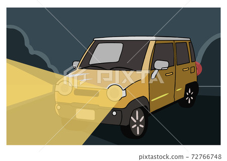 Road night high beam light car - Stock Illustration [72766748] - PIXTA