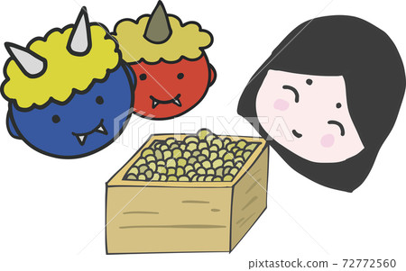Illustration of Setsubun demon and beans, God... - Stock Illustration ...