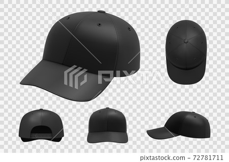 Realistic black cap mockup set collection - Stock Illustration ...