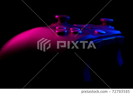 Realistic video game controller in neon lights... - Stock Illustration ...