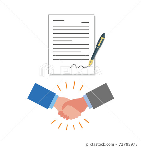 Illustration of signing a contract and shaking... - Stock Illustration ...