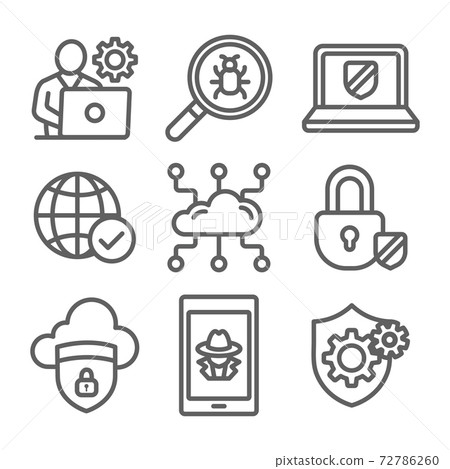 Certified Ethical Hacking CEH icon set showing... - Stock Illustration ...