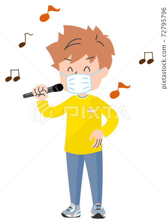 A person wearing a mask and singing - Stock Illustration [72795796] - PIXTA