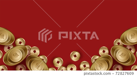 Happy Chinese new year with gold ingot and... - Stock Illustration ...