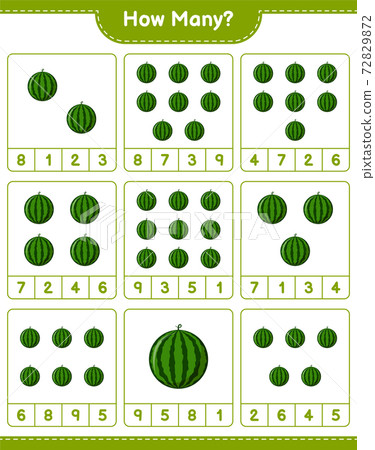 Counting game, how many Watermelon. Educational... - Stock Illustration ...
