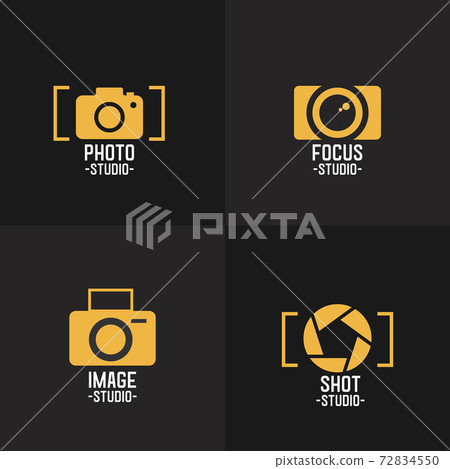 Golden camera logo collection isolated on... - Stock Illustration ...