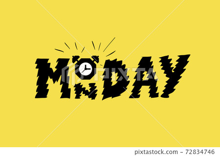 Monday alarm clock on trendy yellow background - Stock Illustration ...