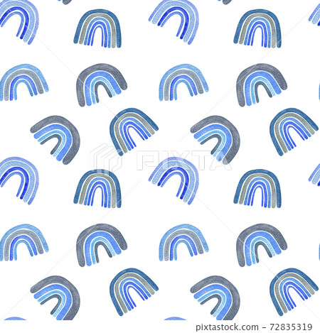 Blue rainbows cute nursery watercolor repeat... - Stock Illustration ...