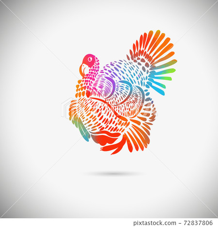 Multi-colored turkey icon. Vector illustration - Stock Illustration ...