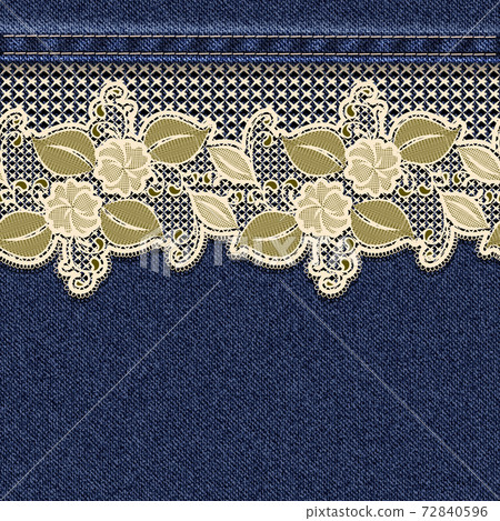 Seamless horizontal denim background with lace... - Stock Illustration ...