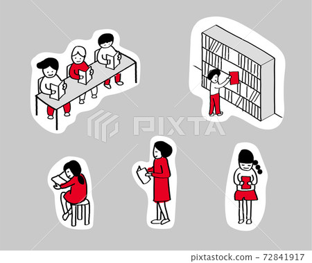 School life / Simple line art hand-drawn... - Stock Illustration ...