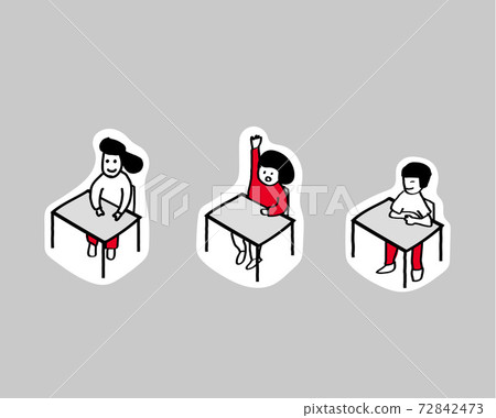 School life / Simple line art hand-drawn... - Stock Illustration ...