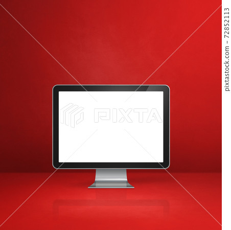 Computer pc on red Desk background - Stock Illustration [72852113] - PIXTA