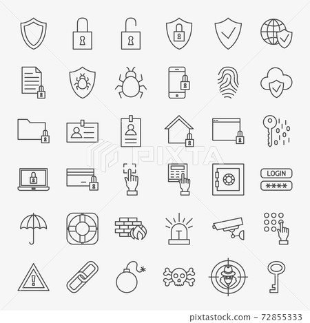 Security Line Icons Set-插圖素材 [72855333] - PIXTA圖庫