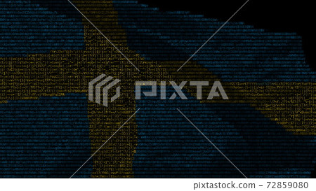 Moving digital flag of Sweden on the display....-插圖素材 [72859080] - PIXTA圖庫