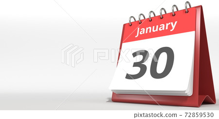 January 30 date on the flip calendar page, 3d... - Stock Illustration ...