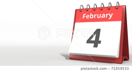February 4 date on the flip calendar page, 3d... - Stock Illustration ...