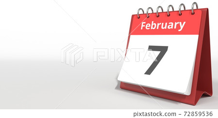 February 7 date on the flip calendar page, 3d... - Stock Illustration ...