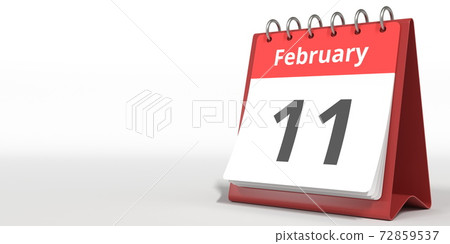 February 11 date on the flip calendar page, 3d... - Stock Illustration ...