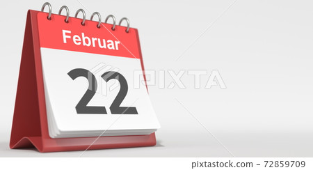 February 22 date written in German on the flip... - Stock Illustration ...