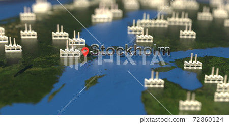 Factory icons near Stockholm city on the map,... - Stock Illustration ...