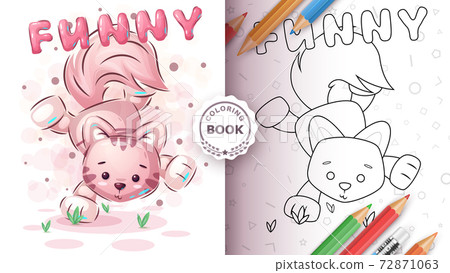 Cute cat dance - coloring page - Stock Illustration [72871063] - PIXTA