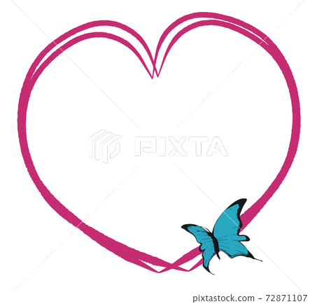 Simple heart and blue butterfly frame - Stock Illustration [72871107 ...