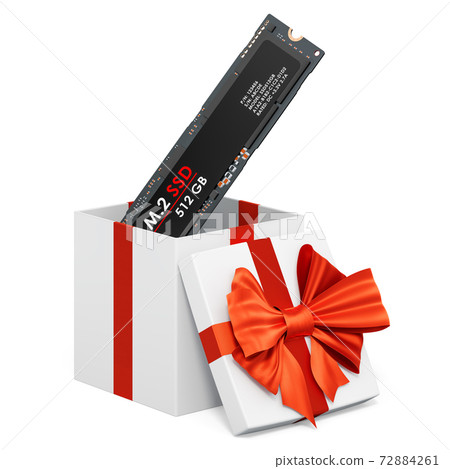 M2 SSD inside gift box, present concept. 3D... - Stock Illustration ...