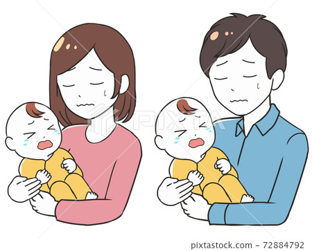 Worried about crying babies and parents - Stock Illustration [72884792 ...