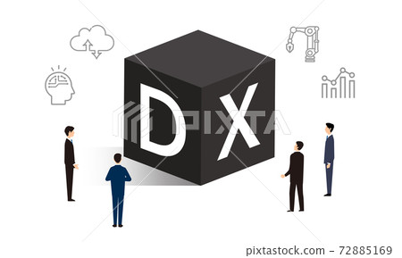 DX and icons, illustration images of business... - Stock Illustration ...